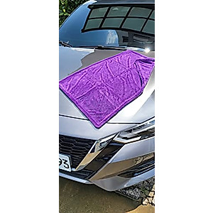 DEUTSCHMOTOR Super Fast 1600 GSM Large Microfiber Drying Towels 31"x20" (80x50cm) one Towel drys one car 2022 Twist-Loop Design (Purple)