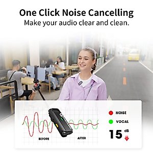 Hollyland Lark C1 Wireless Lavalier Microphone for Android, Plug and Play, Noise Cancelling Lapel Mic with 656ft Transmission, 32H Working Time, Compatible with Android Mobiles-Black