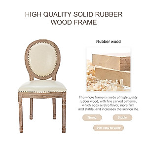 Virabit French Country Dining Chairs Set of 4, Leather Dining Chairs with Curved Backrest, Vintage French Accent Chairs for Living Room, Kitchen, Restaurant (Beige)