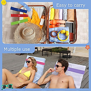 growell Towel Bands (6 Pack) - Stretch Beach Towel Clips for Beach Cruise Pool Chairs, Lounge Towel Holder Elastic, Cruise Ship Essentials (A Mix 6 Colors)