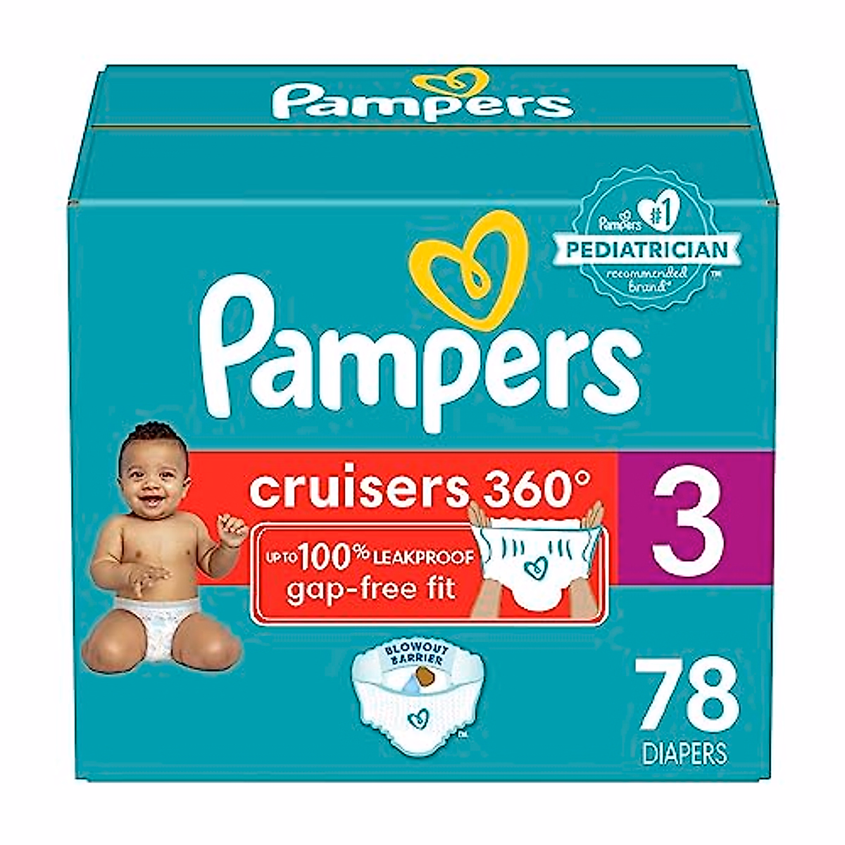 Pampers Cruisers 360 Diapers Size 3, 78 count - Disposable Diapers