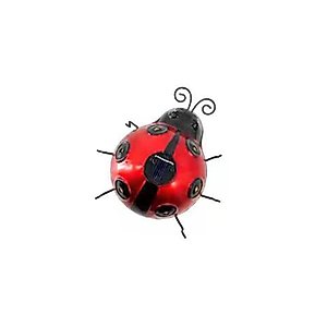 AMZSTAR Solar Outdoor Garden Light with Solar Lamp Ladybug Garden Decoration Metal Waterproof LED Garden Light, Garden Statue Lawn Ornament for Outdoor Garden Walkway Decoration (Red)