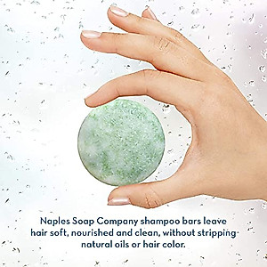 Naples Soap Company Solid Shampoo Bar for All Hair Types – Eco-Friendly, Free of Parabens, Alcohol, Pthalates – Handmade, pH Balanced, Hydrating Haircare, Lasts 50-75 Uses – Stimulating Scalp, 1.75 oz