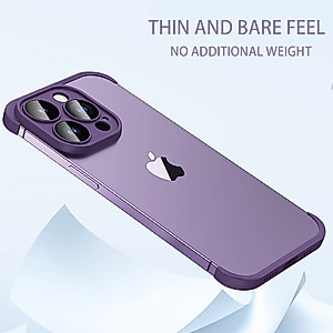 Losin Compatible with iPhone 14 Pro Max Case Borderless Design Camera Lens Protection Thin Lightweight Soft Silicone Frameless Case Shockproof Bumper Cover for iPhone 14 Pro Max 6.7 inch, Purple