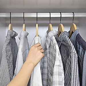 JS HANGER Wooden Coat Hangers, 16 Pack High Grade Wood Suit Hangers with Non Slip Pant Bar - Extra Smooth and Splinter Free, Unvarnished
