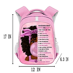 MZNSDC Ballet Girl Backpack, Lunch Box, Pencil Case Pink Combination for Teens Black Girl Backpack African American Black Girl Backpack-23
