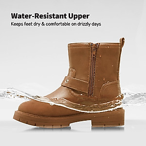 DREAM PAIRS Girls Ankle Booties Waterproof Side Zipper Boots Sdbo2305k Camel Size 2 Little Kid