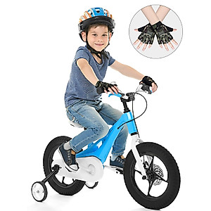 SATINIOR 4 Pairs Kids Cycling Gloves Half Finger Bike Gloves Non-Slip Mitten Outdoor Sports Roller Skating Gloves for Boys and Girls