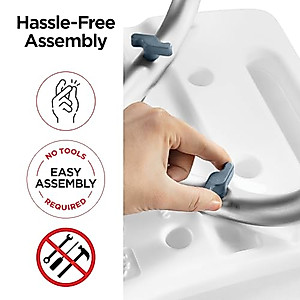 Shower Chair - with Back Scrubber & Additional Sponge - Tool Free Shower Chair for Elderly - with 8 Adjustable Heights - Portable Anti Slip Bath Chair for Elderly