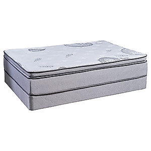 Treaton 13-Inch Meduim Plush Foam Encased Hybrid Pillowtop Innerspring Mattress & 4" Wood Box Spring Set, Full XL