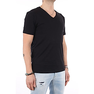 A|X Armani Exchange Men's Basic Pima V Neck Tee, Black, Large