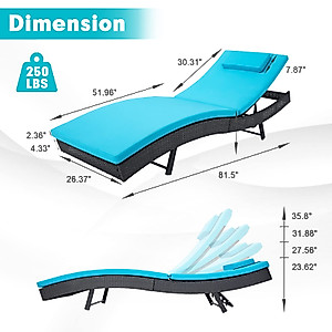 Incbruce Patio Chaise Lounge Chair, Outdoor Reclining Chaise with Adjustable Backrest, PE Rattan Steel Frame Pool Lounge Chair