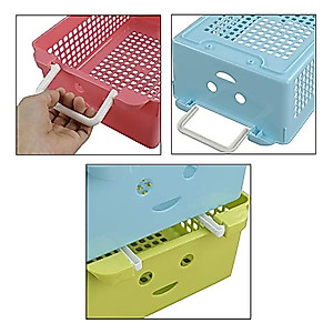 Ggbin Plastic Storage Basket with Handles, Set of 3, 12"L x 8"W x 4"H