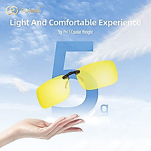 Goiteia Polarised Clip on Night Driving Glasses Anti Glare for Men Women Flip up,Minimize Glare from Headlights and LED Bulbs