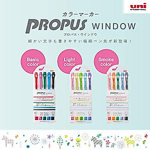 uni Propus Window Basic Color, 5 Colors Set (Pus-103T 5C)