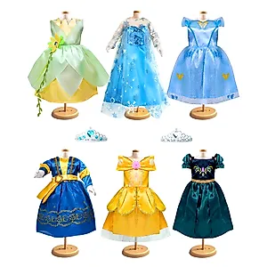 18 inch Doll Clothes Accessories, 6PCS Princess Costume Set with Crown Fits for 18 inch Girl Dolls, Gift for Girl Christmas Birthday Party