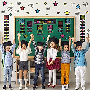 158 Pcs Classroom Birthday Chart Bulletin Board Decoration Set Chalkboard Brights Our Class Birthdays Poster Months of The Year for Classroom Birthday Cutout Happy Birthday Calendar Bulletin Board