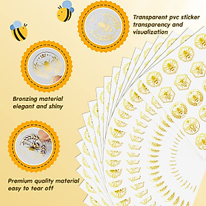 Gueevin 400 Pcs Bee Gold Foil Stickers Gold Envelope Seal Stickers Clear Envelope Seals Self Adhesive Stickers for Greeting Invitation Thanksgiving Christmas Birthday Wedding Party Gift Wrapping