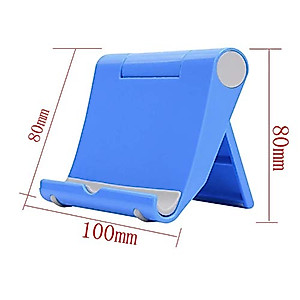 Pokanic Cell Phone Multi-Angle Stand Holder Mount Cradle Organizer Charger Station Tablet Desktop Bed Office School Kitchen Travel Foldable Portable Adjustable Universal Smartphones (Blue)