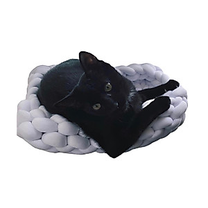 Handcrafted Chunky Cotton Yarn Cat Bed - Window Sill, Shelf, or Anywhere | Washable, Vegan, All-Season Comfort, White Cat Bed