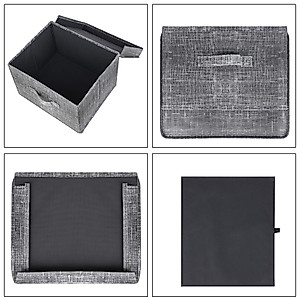 OBewe Foldable storage box Lid storage bin With handle storage box fabric container storage basket Convenient storage pack of 3 Suitable for home bedroom office(Gray, Medium)
