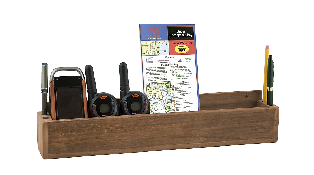 SeaTeak Navigation Tray - Durable Teak Marine Organizer