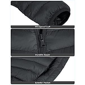 ZSHOW Men's Lightweight Packable Puffer Coat Hooded Warm Winter Jacket(Dark Grey,L)