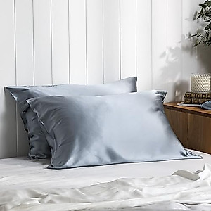 Shimmi Real Silk Pillow Cases | Luxury 30 Momme 6a Grade Mulberry Silk Pillowcase | Silk Pillowcase for Hair and Skin | Super Soft | [Standard, Blue Shimmer]