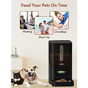NPET Automatic Pet Feeder, 6L Dog and Cat Food Dispenser for Small & Medium Pets, Automatic Dog Feeder with Programmable Timer (Black)