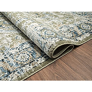 Abani Savoy Collection Area Rug - Intricate Blue/Green Vintage Design -5'3" x 7'6"' - Easy to Clean - Durable for Kids & Pets - Non-Shedding - Medium Pile - Soft Feel -Living Room, Bedroom & Office