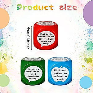 Reading Comprehension Cubes 3 Colored Language Reading Manipulatives Learning Cube Question Dice Tools for Elementary School Classroom Kids Teacher Teaching Supplies (24)
