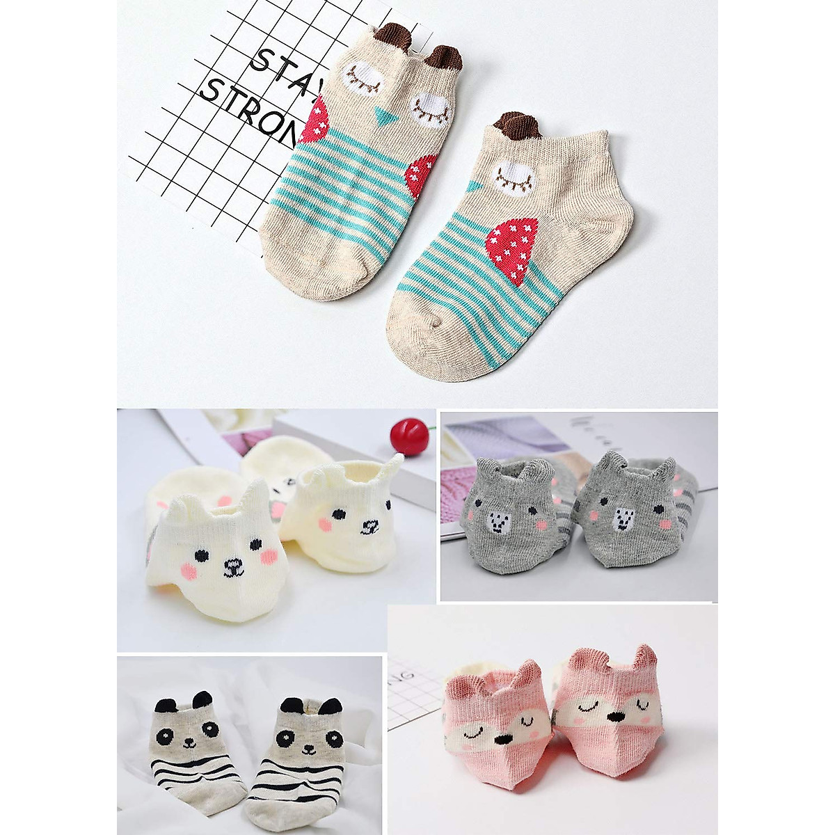 Hellomamma Girls Toddler Cotton Crew Socks Kids Novelty Animal Soft Funny Fashion Casual Breathable Childs Socks 5 Pairs