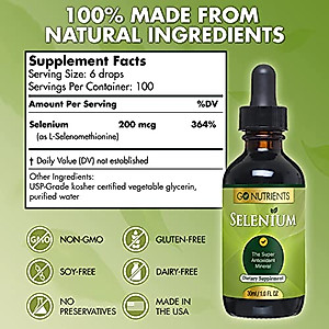 Go Nutrients Liquid Vitamin D3 with K2 (MK-7) Drops 1oz & Selenium 200 mcg Supplement 1.0 oz| | Vitamin D3 and K2 | Supplements with Mineral Selenium Liquid and Purified Water