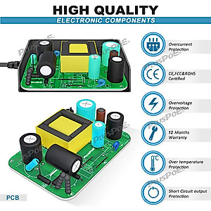 48V Power Cord for VOIP Polycom IP Phones VVX 300, 301, 310, 311, 400, 401, 410, 411, 500, 501, 511, 600, 601, 611, 48 Volt Power Adapter Supply for 1500 2200-46170-001, Sound Point IP 560, 670