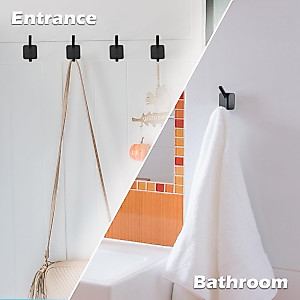 Vicosey Adhesive Hooks Towel Coat Hooks,6-Pack Stainless Steel Wall Hooks Stick on Bathroom or Kitchen