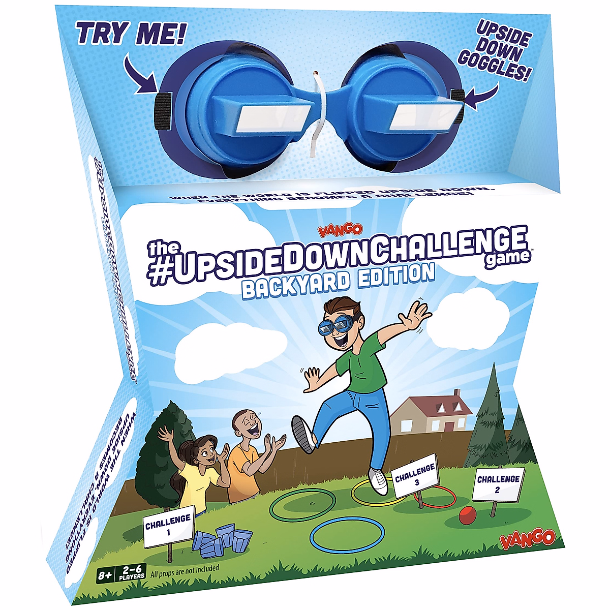 Vango The Original UpsideDownChallenge Game for Family & Kids - Complete Fun Challenges with Upside Down Goggles - Hilarious Fun Game for Game Night & Parties - 2-6 Players, Ages 8+ (Backyard Edition)