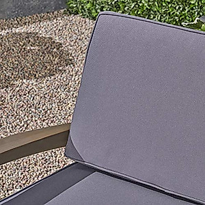 Christopher Knight Home Grenada Outdoor Acacia Wood Club Chairs with Water Resistant Cushions, 2-Pcs Set, Grey Finish / Dark Grey