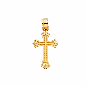 14K Yellow Gold Tiny Cross Pendant - Religious Charm - High Polish Finish Spiritual Symbol - Elegant Fine Jewelry - Perfect Gift for Birthday, Easter, Christmas & for All Occasions