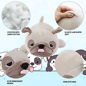 AEECASI Super Soft Pug Plush Cuddle Pillow,Cute Pug Dog Stuffed Animal,Bulldog Plushie Puppy Christmas Birthday Gift for Boys Girls Kids Toddlers,Stuffed Dog Plush Toy,19.6"
