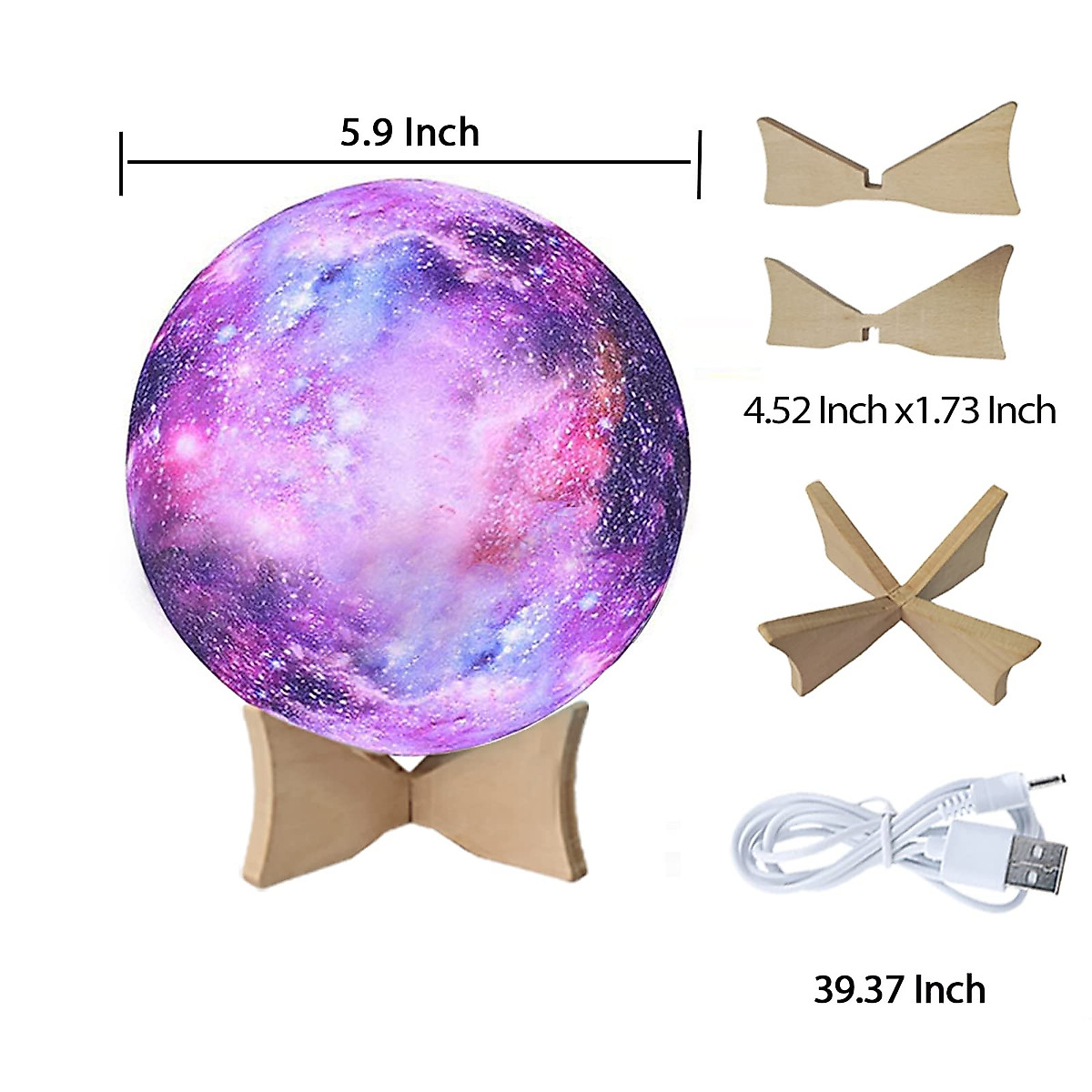 YouOKLight Moon lamp, 16 Colors LED Star Light Kids Night Light Galaxy Lamp with Stand, Remote, Touch Control and USB Rechargeable, 3D Night Lamp for Baby Kids Lover Birthday Party Gifts (5.9 Inch)…