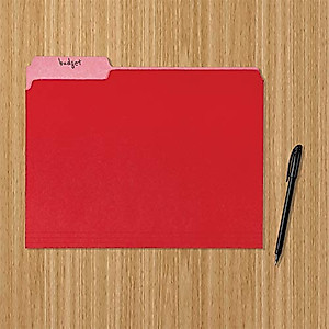 Amazon Basics File Folders, Letter Size, 1/3 Cut Tab, Red, 36-Pack
