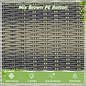 Tangkula 1-Person Rattan Porch Swing, Outdoor Single Swing Chair Bench with Hanging Hemp Ropes for Adults and Kids, Bench Swing for Porch, Yard, Balcony, Tree (Mix Brown)