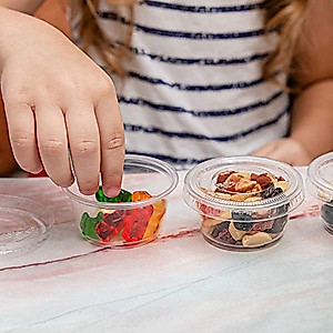 SafeWare 2oz [200 set] Disposable Clear Plastic Jello Shot Cups with Lids, Souffle Portion Container