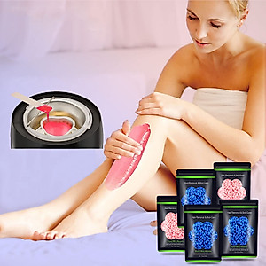 Hard Wax Beans 17.5Oz, Hair Removal Body European Brazilian Pearl Waxing Beans For Women Men Include 10 Waxing Spatulas For Bikini, Eyebrow, Face, Armpit 5 Packs