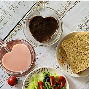 ALEECYN (1 Pack) Heart Shaped Cups, Glass Tea Cups with Handle for Latte, Cappuccino, Espresso, Iced Tea, Microwave Safe, Heart Cups (240 ml8 oz)