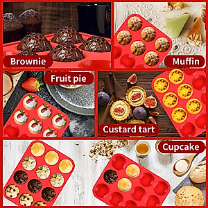 Keliwa 12 Cup Silicone Muffin - Cupcake Baking Pan / Non - Stick Silicone Mold / Dishwasher - Microwave Safe