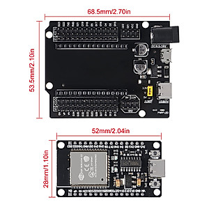 AITRIP 2 Sets ESP-WROOM-32 ESP32 ESP-32S Type-C USB Development Board Type-C USB CH340C WiFi+Bluetooth Ultra-Low Power Dual Core ESP32-DevKitC-32 ESP-WROOM-32 Expansion Board for Arduino