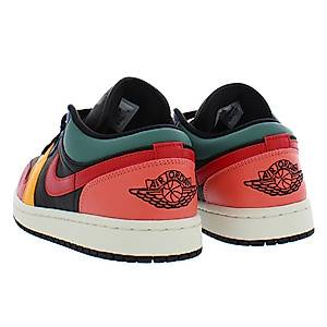 Nike Women's Air Jordan 1 Low UNC Basketball Shoe, Black/Fire Red-taxi, 7.5