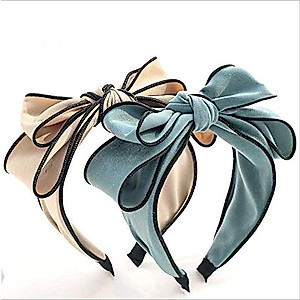 Sluxa Bow hairbands for women， cloth Hair Accessories，Knotted Twist Cloth Adult Solid Color Green Headbands for Women.…