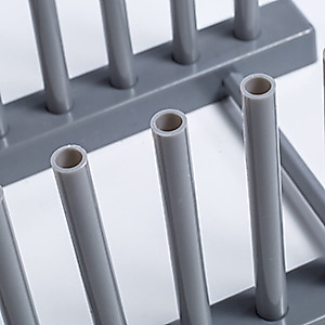 Halyuhn Gray Plate Racks Organizer for Cabinet, 4 Pack Plastic Plate Rack Stand Keep Dry for Dish, Bowl, Cutting Board, Bakeware, Serving Tray and More, Desk Mail Sorter Organizer 6 Slots Removable